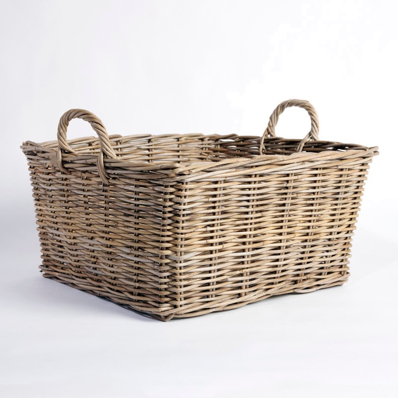 Chatsworth Rattan Square Low Basket, Large