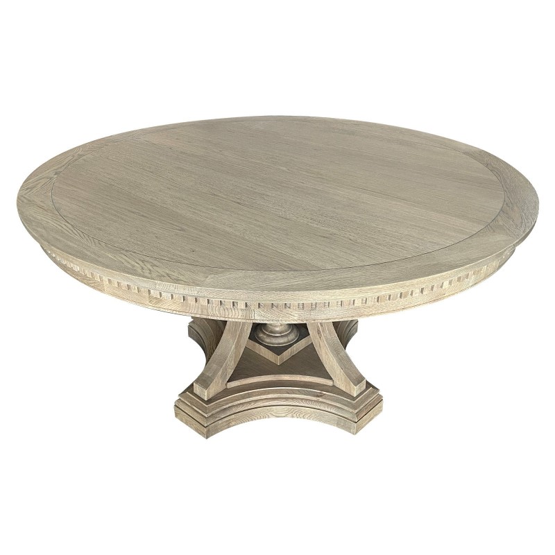 St. James Oak Timber Round Pedestal Dining Table, 150cm, Weathered Oak