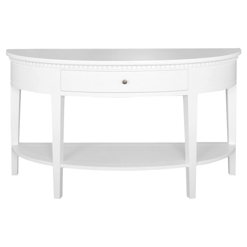 Breton Birch Timber Curved Console Table, 140cm, Matt White