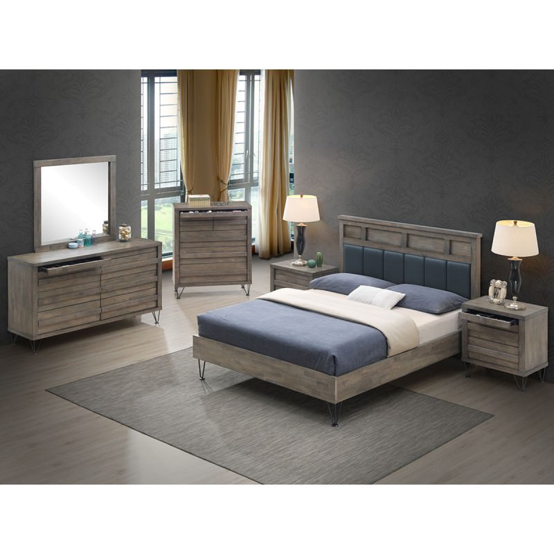 Ragnar Rubber Wood Bed, Queen