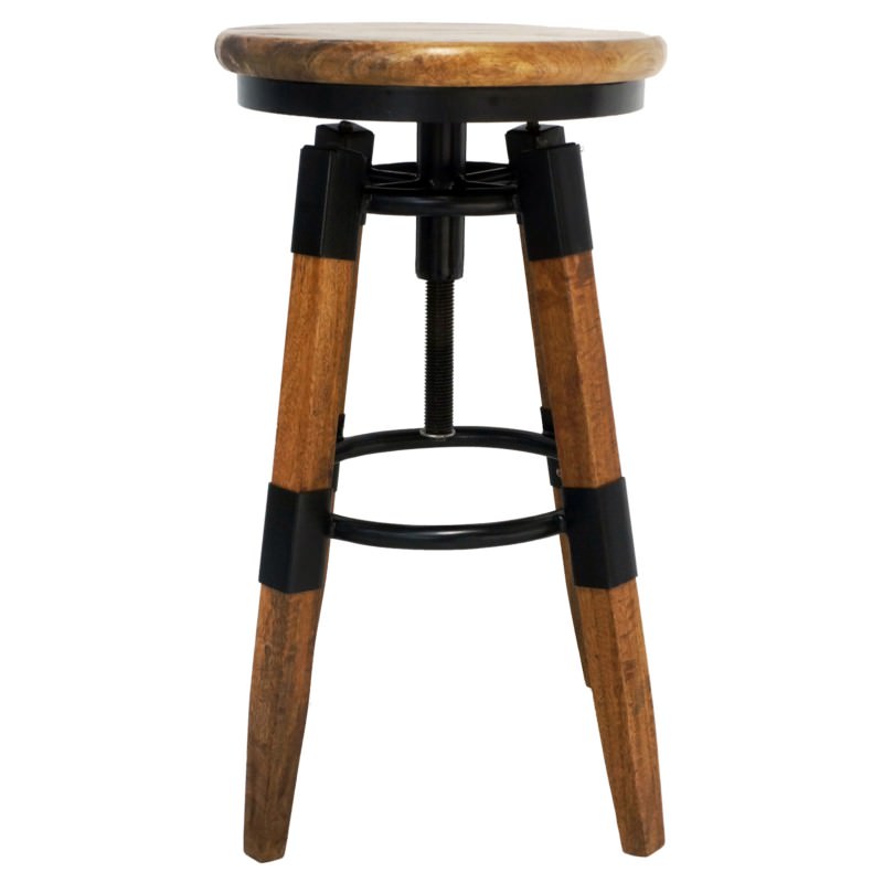 Mayfair Mango Wood Adjustable Industrial Counter / Bar Stool