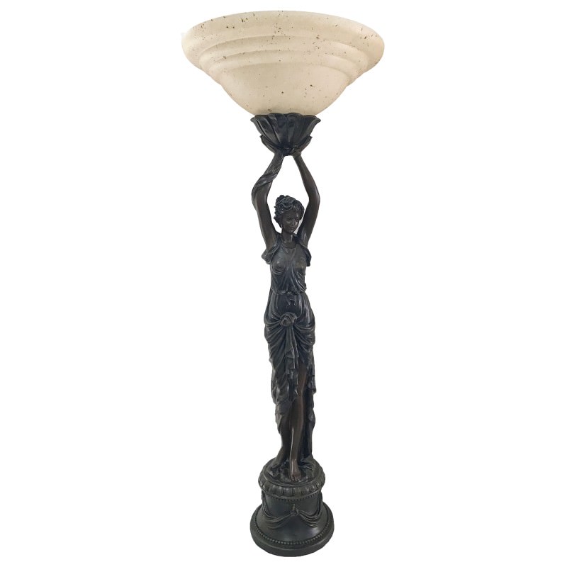 Greek Lady Figurine Decor Lamp, Black