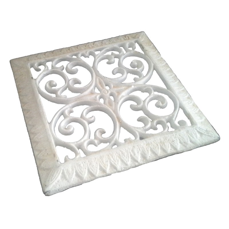 Agnes Cast Iron Square Trivet, Antique White