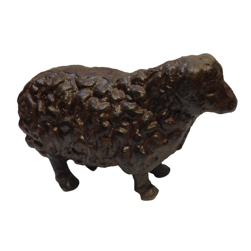 Cast Iron Sheep Figurine Garden Decor, Antique Rust