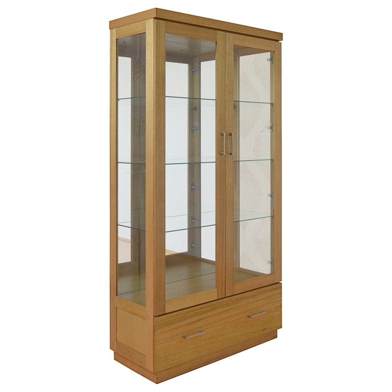 Moselia Solid Victorian Ash Timber 2 Door Single Drawer Display Cabinet