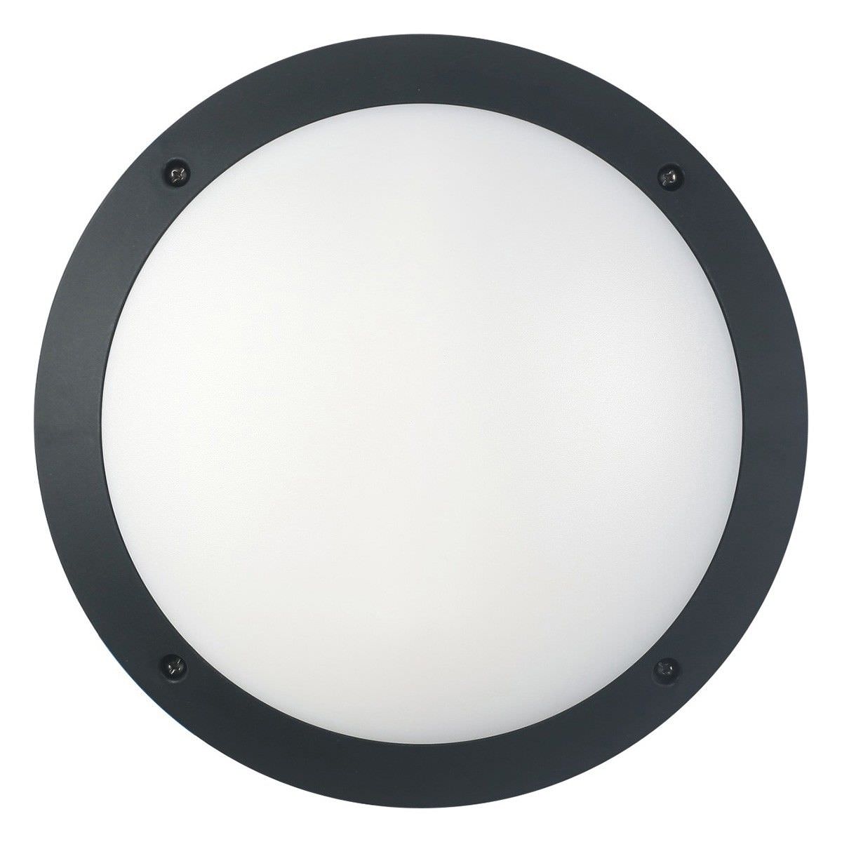 Prestons IP66 Exterior Plain LED Bunker Wall Light, Round, Black