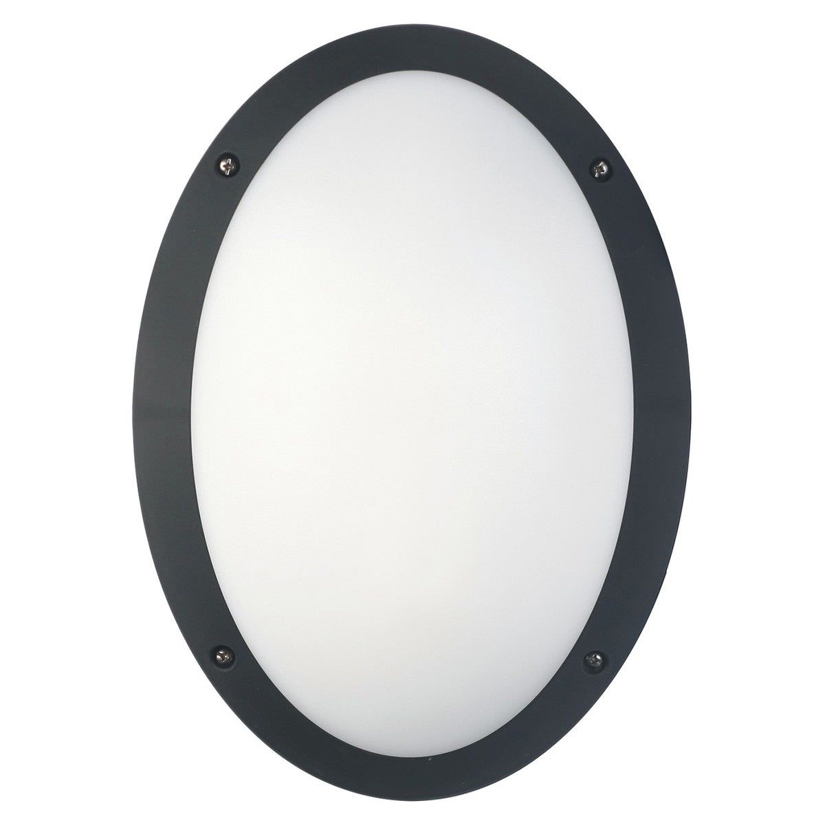 Prestons IP66 Exterior Plain LED Bunker Wall Light, Oval, Black