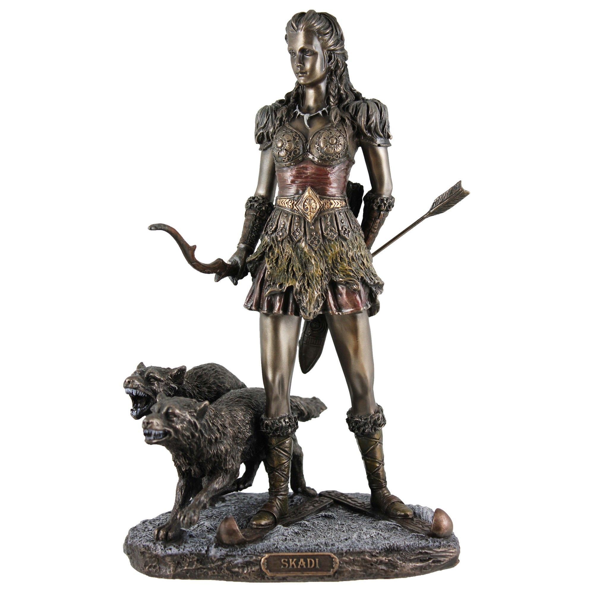 Cast Bronze Norse Mythology Figurine, Skadi, Goddess of Winter