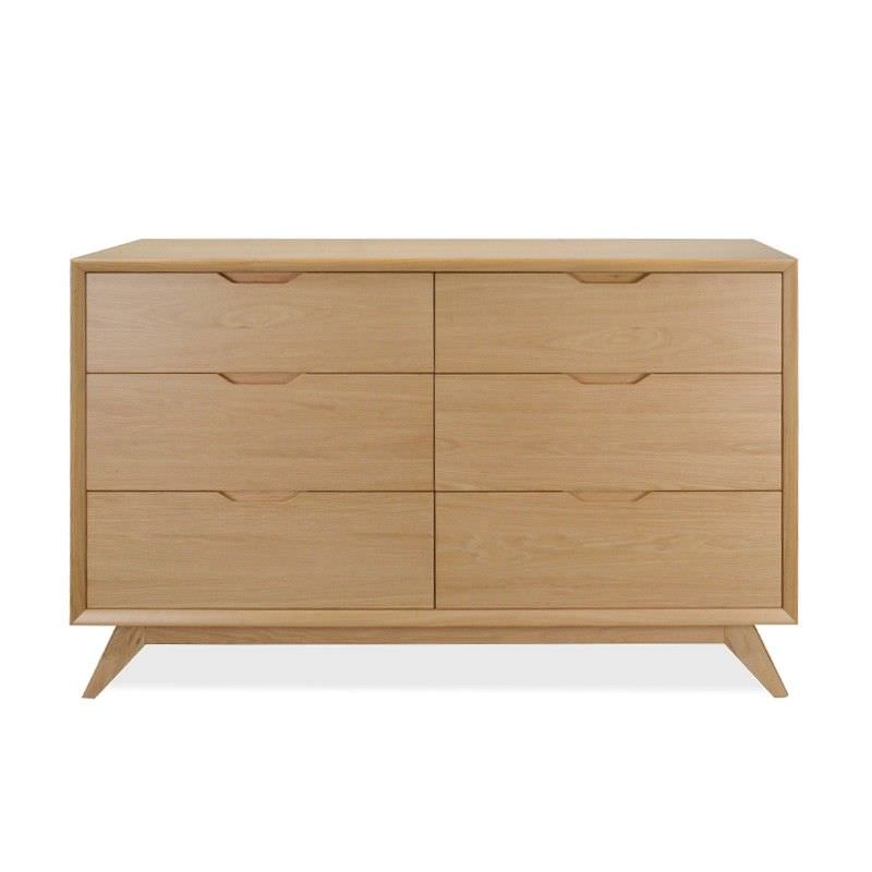 Dettar Wooden 6 Drawer Chest, Oak