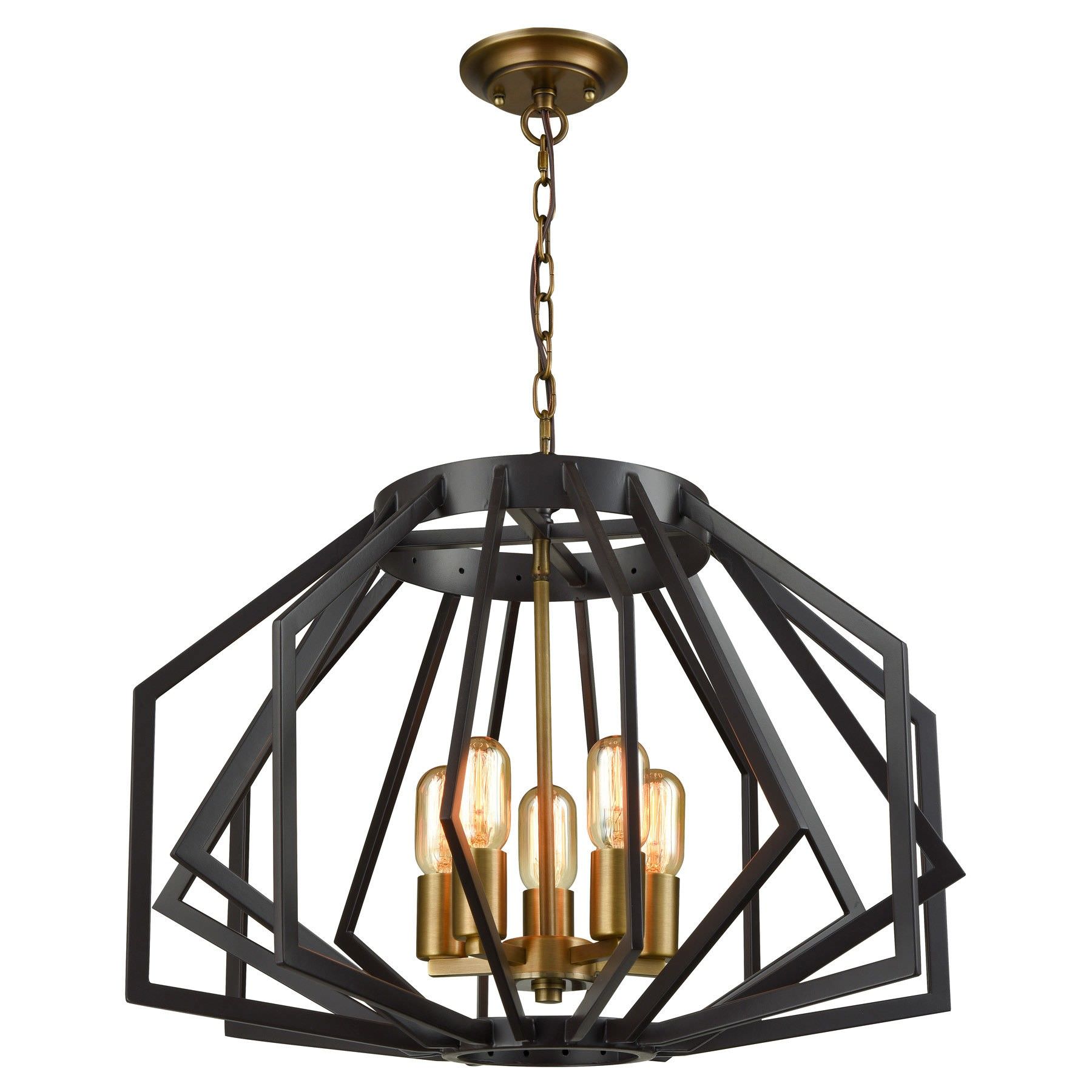 Gamba Metal Frame Pendant Light, Wide, Bronze