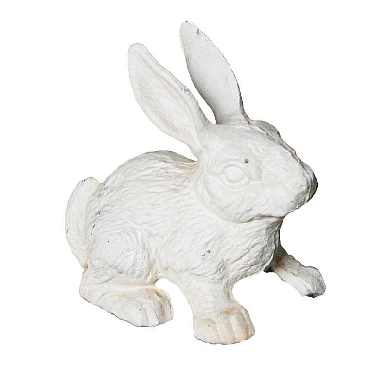 Type 5 Cast Iron Rabbit Figurine Garden Decor - Antique White