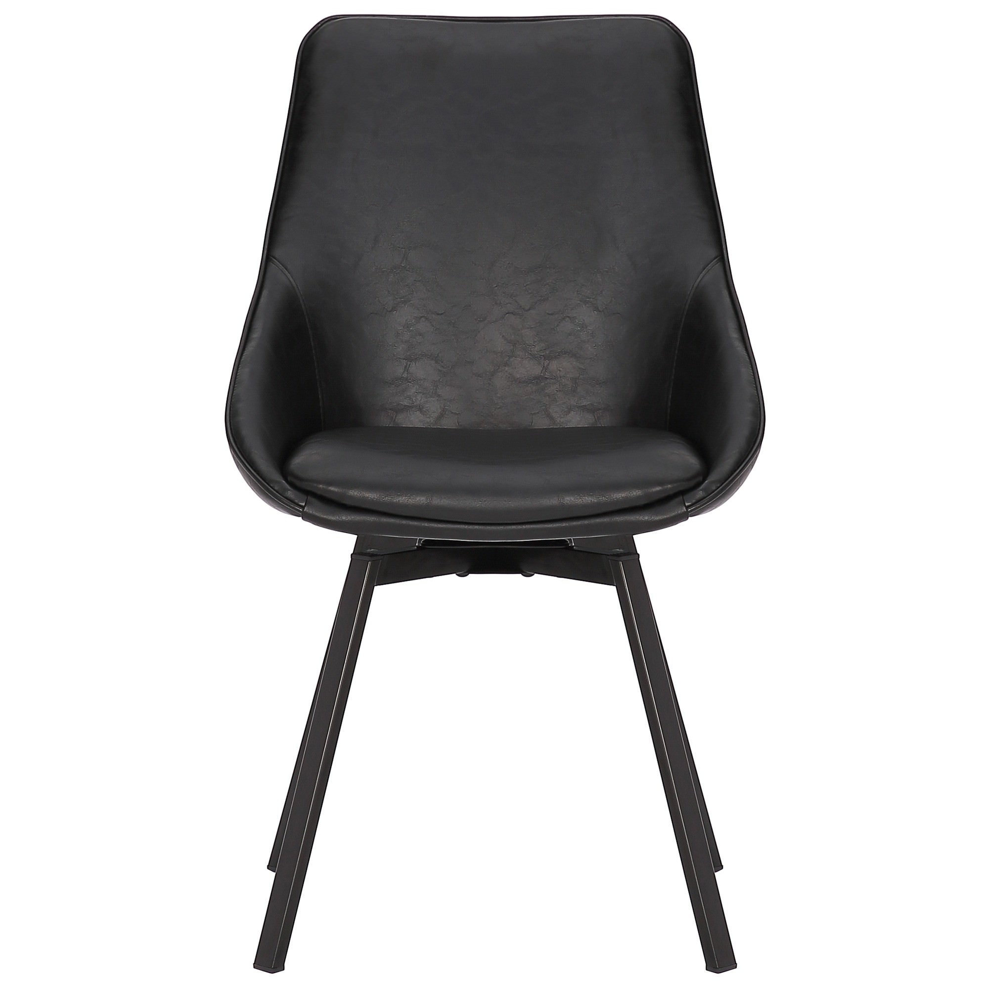 Nemo Commercial Grade Faux Leather Swivel Dining Chair, Vintage Black