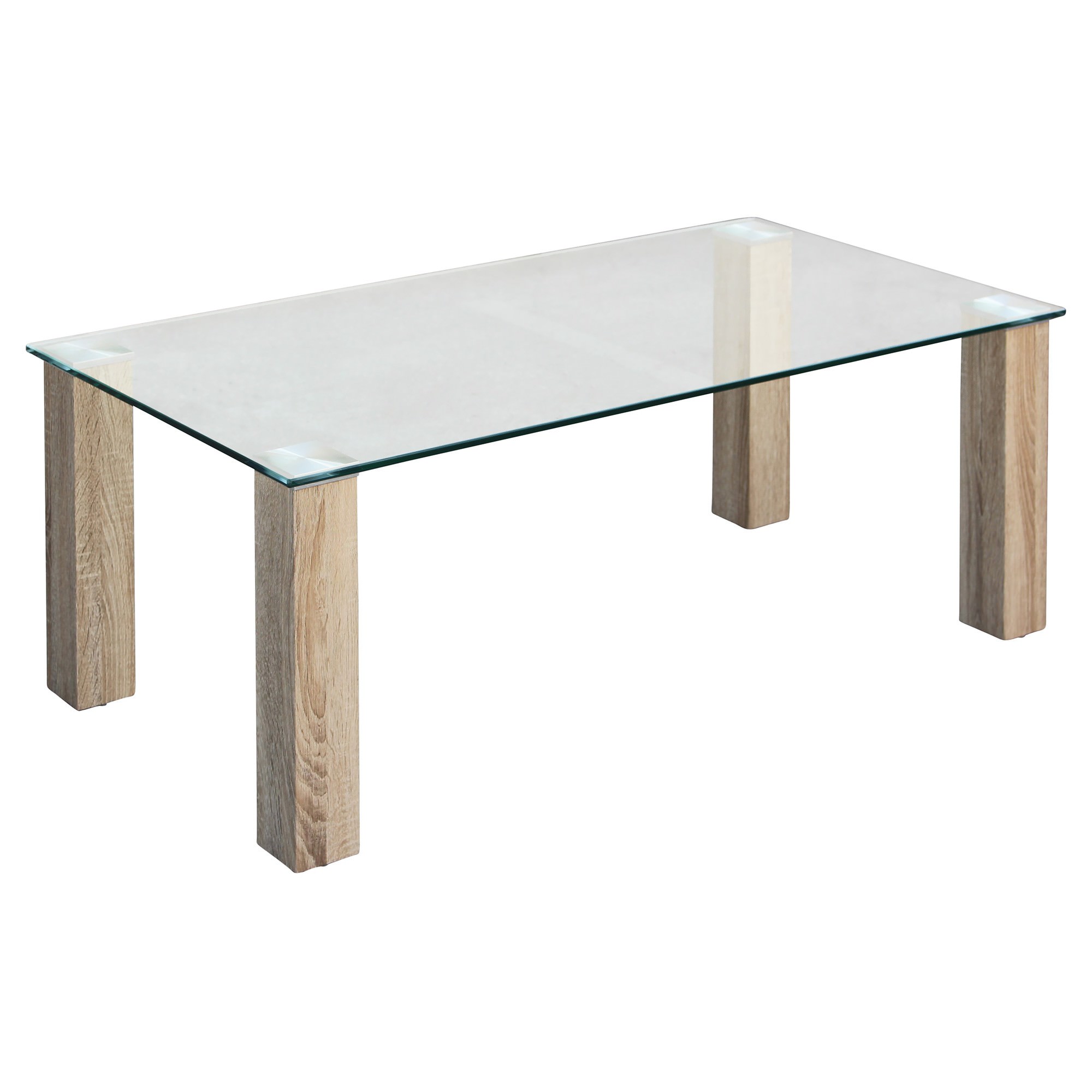 Emilio Glass Top Wooden Dining Table, 150cm
